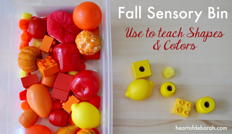 Fall Sensory Bin for Toddlers! Teach Your Toddler to Sort Shapes & Colors