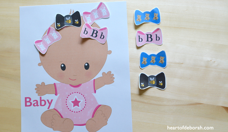 Letter B Printable: Baby and Bow